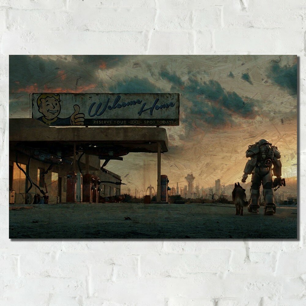 Картина интерьерная на рельефной доске ОСП Игры Fallout 4 - 14173
