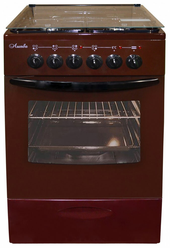 Комбинированная плита Лысьва ЭГ 401 МС-2у 50 см, 57 л, 4 конфорки, черный, коричневый