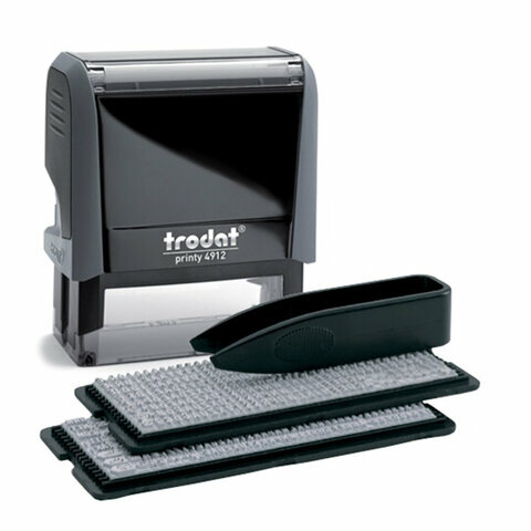 Штамп самонаборный 4-стр, 47×18 мм, синий, TRODAT 4912P4/DB, корпус серый, кассы В комплекте