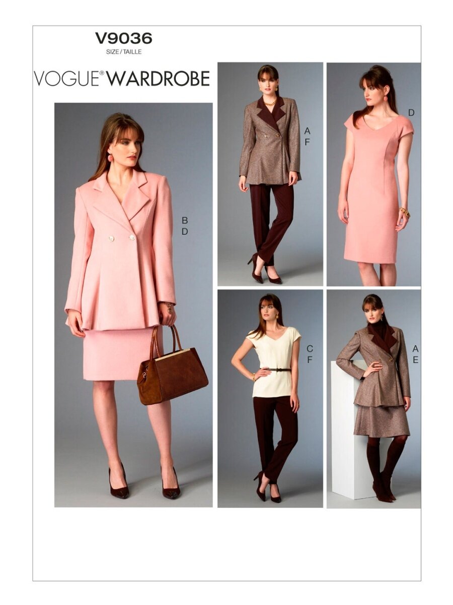 Выкройка VOGUE №9036 Комплект: топ, платье, жакет, юбка, брюки