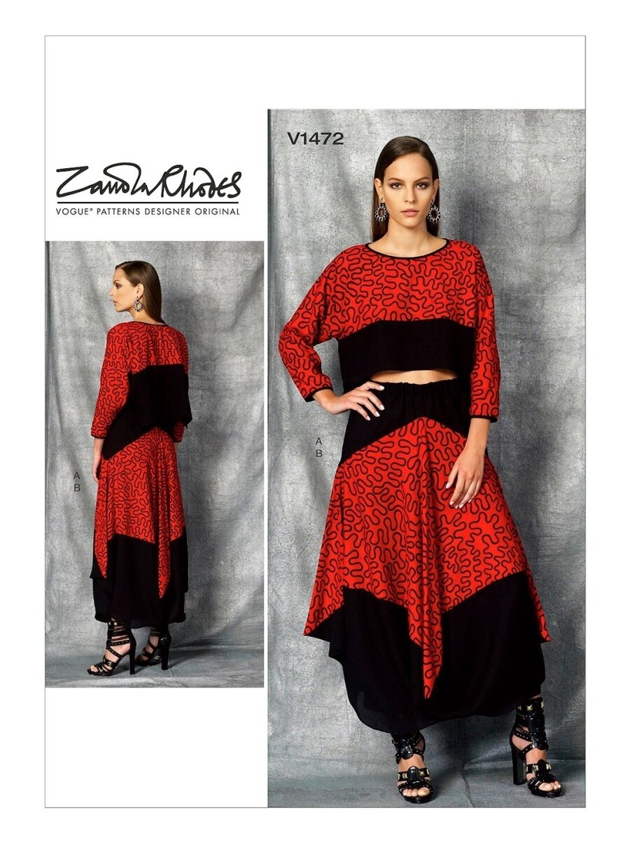 Выкройка VOGUE №1472 Костюм: топ, юбка