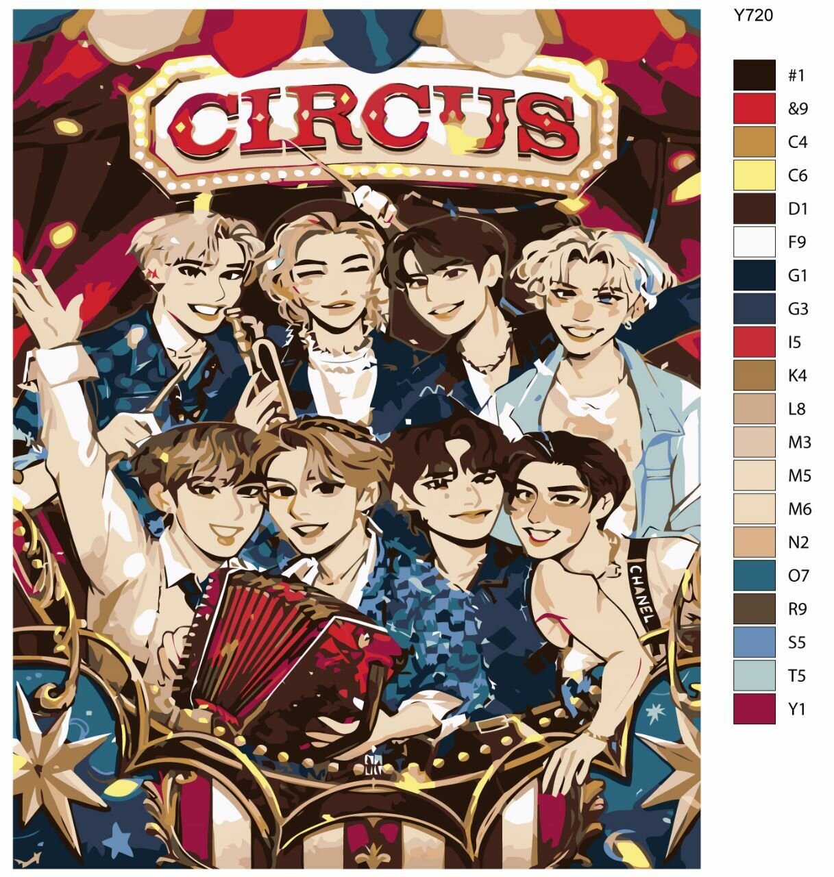 Картина по номерам Y720StrayKids "K-pop группа - Stray Kids (Стрей Кидс)" 40x50 см