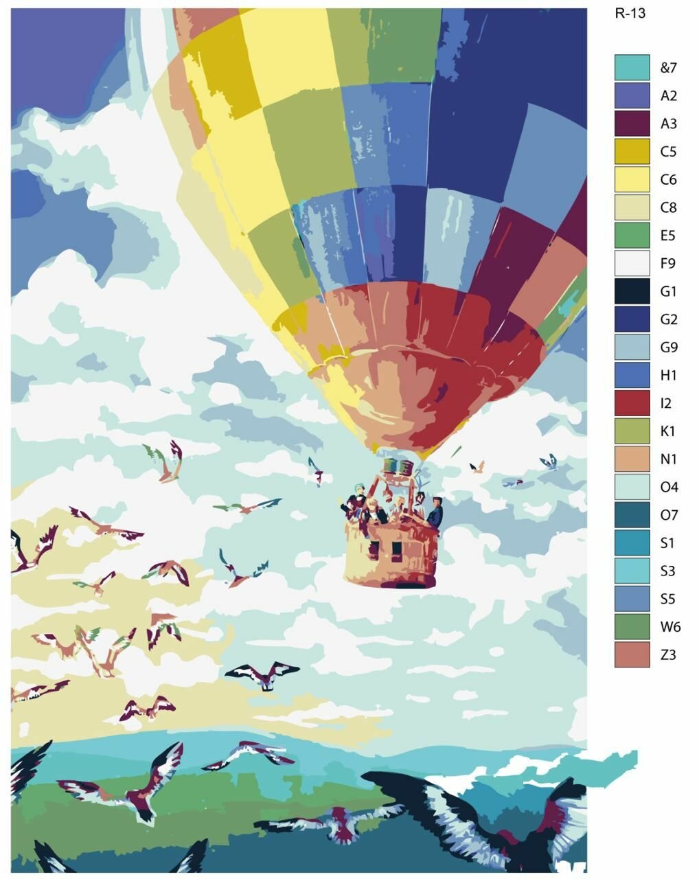 Картина по номерам R-13 "Каппадокия. Люди поднимаются на воздушном шаре" 40x60 см