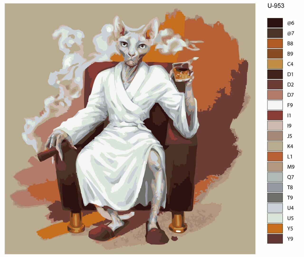 Картина по номерам U-953 "Сфинск в домашнем халате" 70x70 см