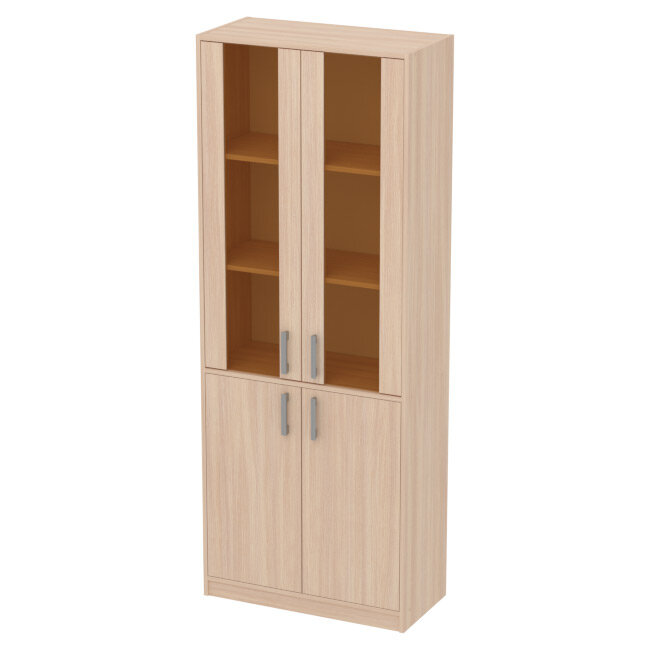 Шкаф Меб-фф Офисный шкаф ШБ-3+ДВ-62+С-17М тон. бронза цвет Дуб Молочный 77/37/200 см