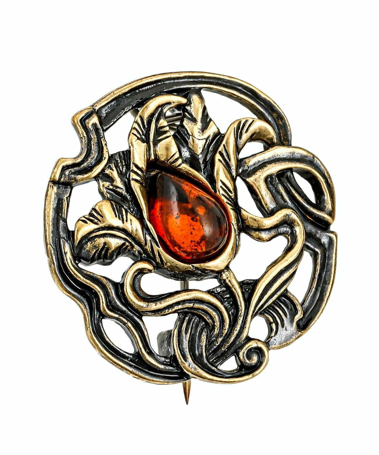 Брошь, янтарь
