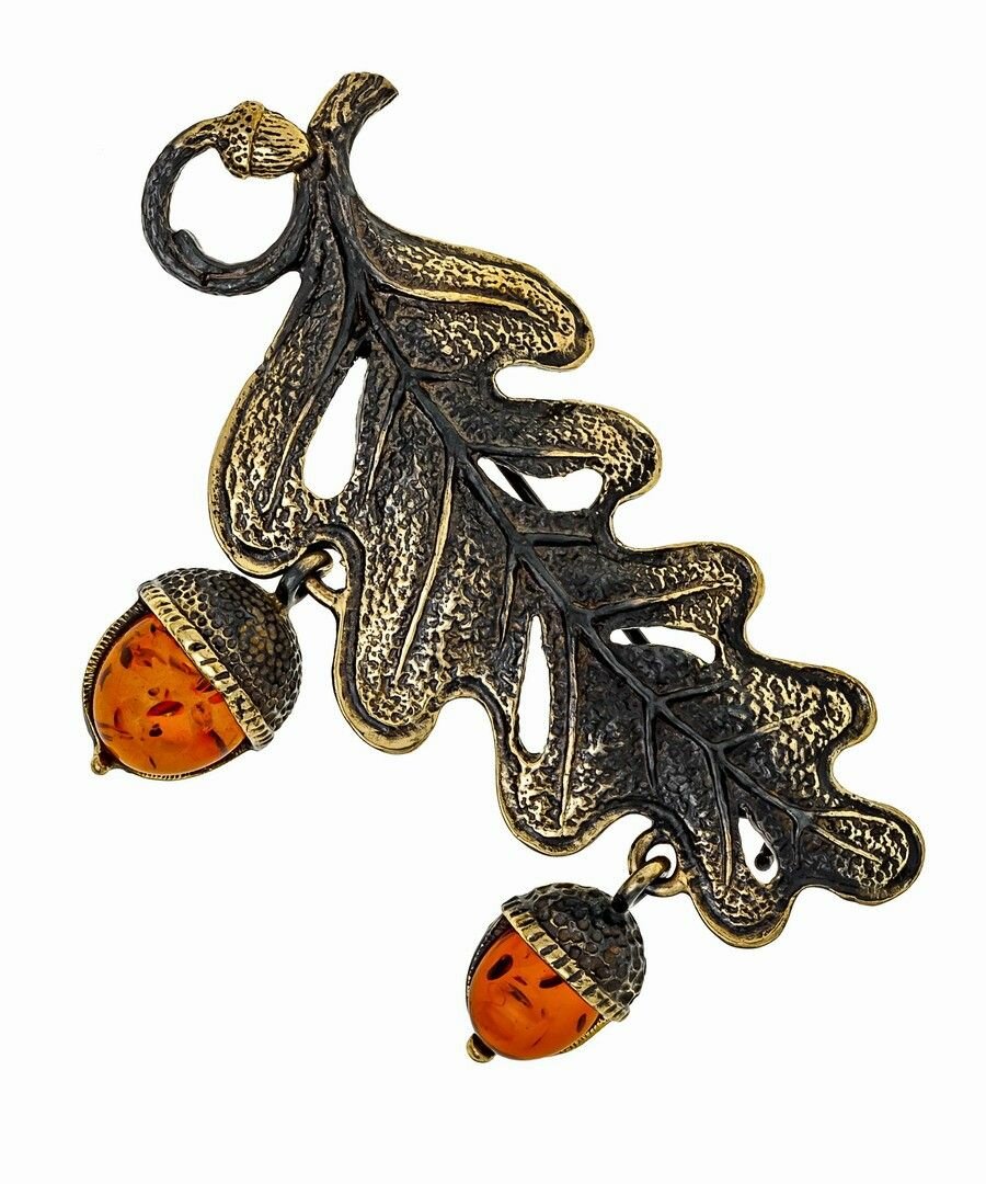 Брошь, янтарь