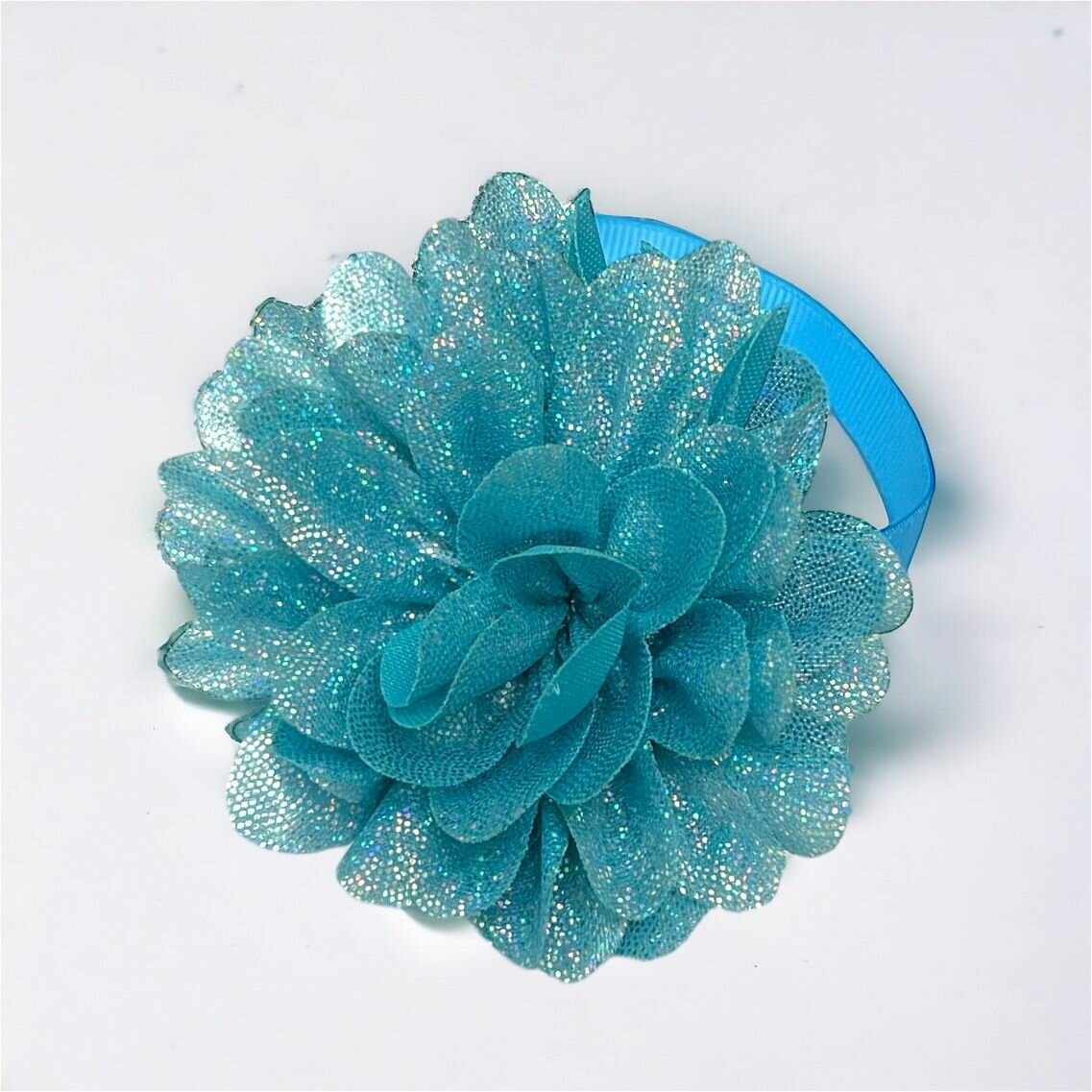 Украшение - ошейник, регулируемый, с цветком для кошек и собак, бирюзовый