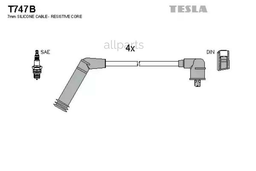 TESLA T747B Провода высоковольтные HYUNDAI KIA TESLA T747B
