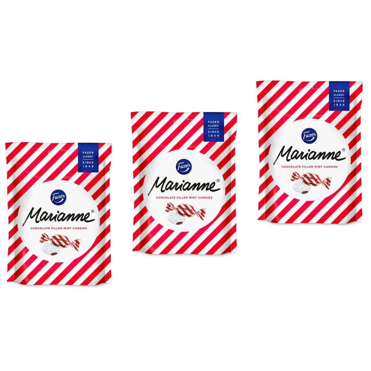 Fazer Marianne Мятная карамель с шоколадной начинкой, 3уп по 120г (Из Финляндии)
