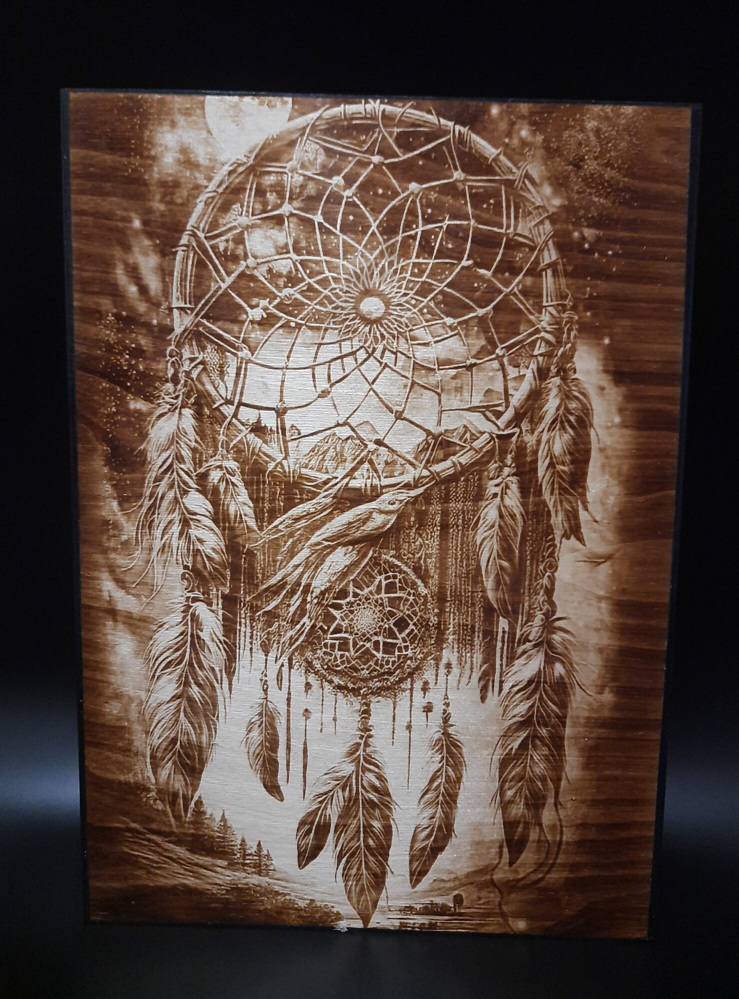 Картина интерьерная " Ловец Снов "выжженная картина на дереве в формате А3