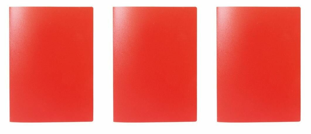 LITE Папка с файлами пластиковая А4, красная, 500 мкм, 40 файлов, 3 шт