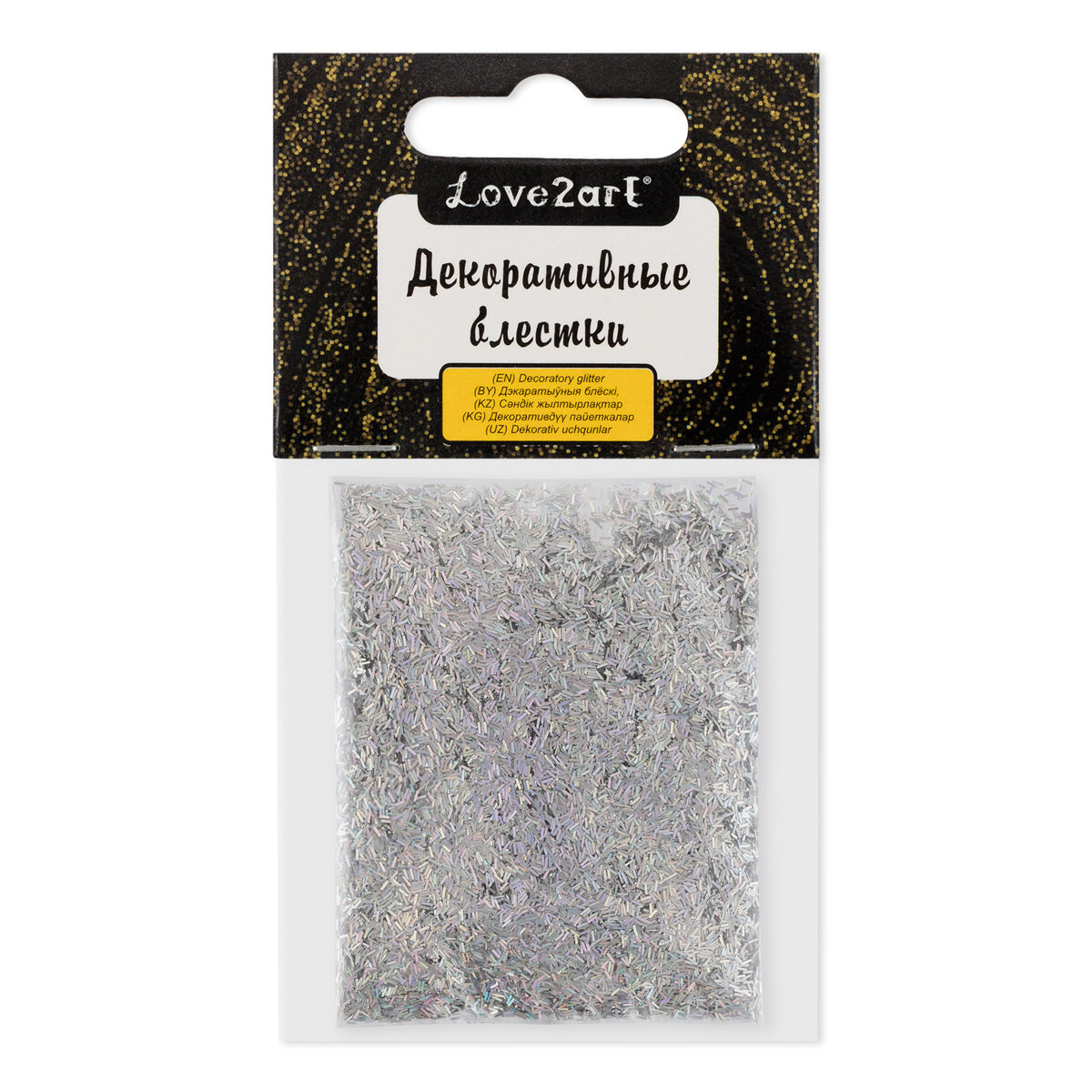 Love2art Декоративные блестки-стружка GLI-03-CV90 0.2×1.5 мм белый прозрачный, 5 г/4.5 мл