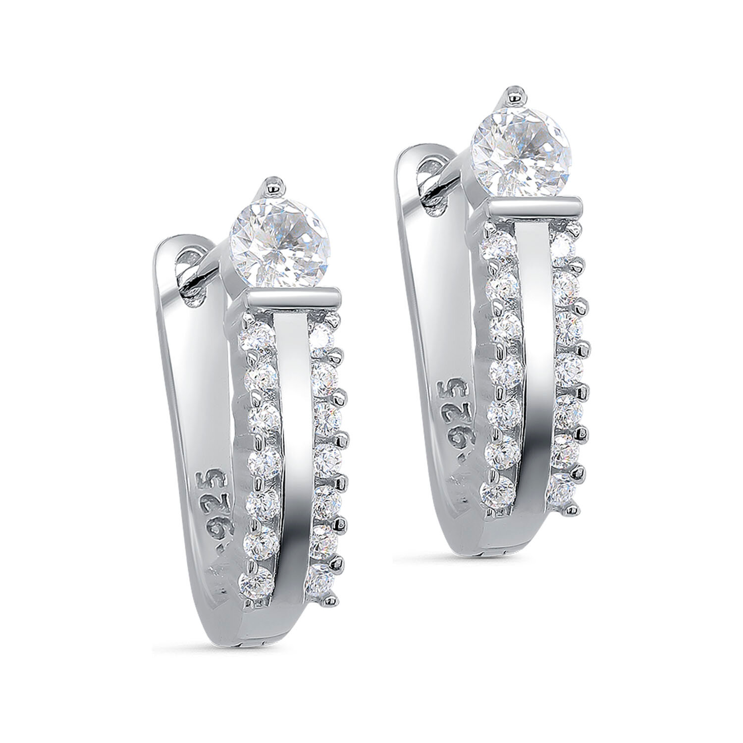 Серьги с подвесками, серебро, 925 проба, родирование, фианит