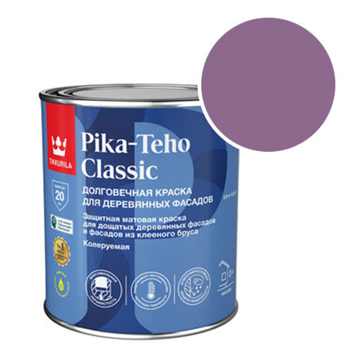 Краска фасадная по дереву Tikkurila Pika-Teho Classic водно-дисперсионная RAL 4001 (Красно-сиреневый - Red lilac) 0,9 л