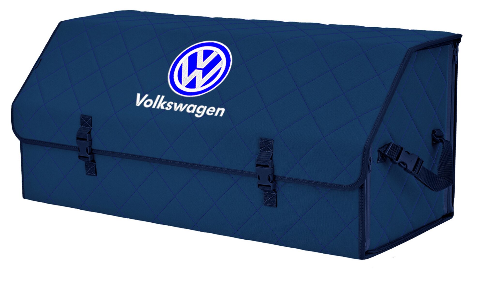 Органайзер-саквояж "Союз" в багажник Volkswagen (Фольксваген), размер XXL. Цвет: синий с синей прострочкой Ромб.