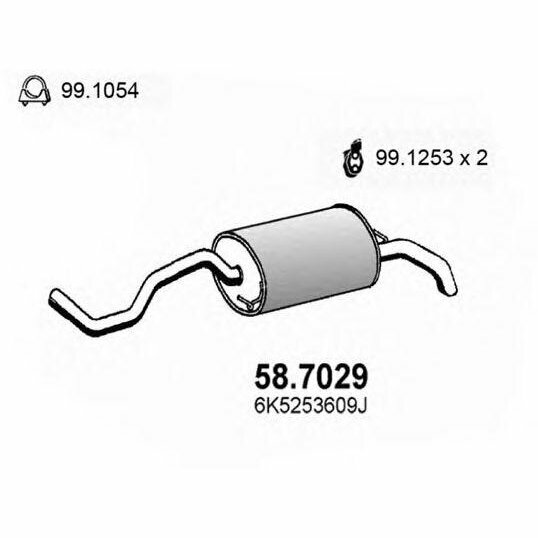 Глушитель выхлопных газов конечный, ASSO 58.7029 (1 шт.)