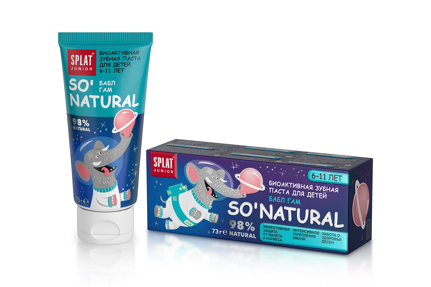 Зубная паста SPLAT Junior Bubble Gum для детей, мягкая формула, защита эмали