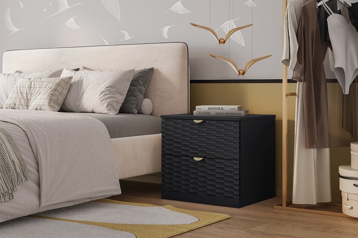 Тумба прикроватная МебельЛэнд24 Тоди - 2 Черный 50x42x44