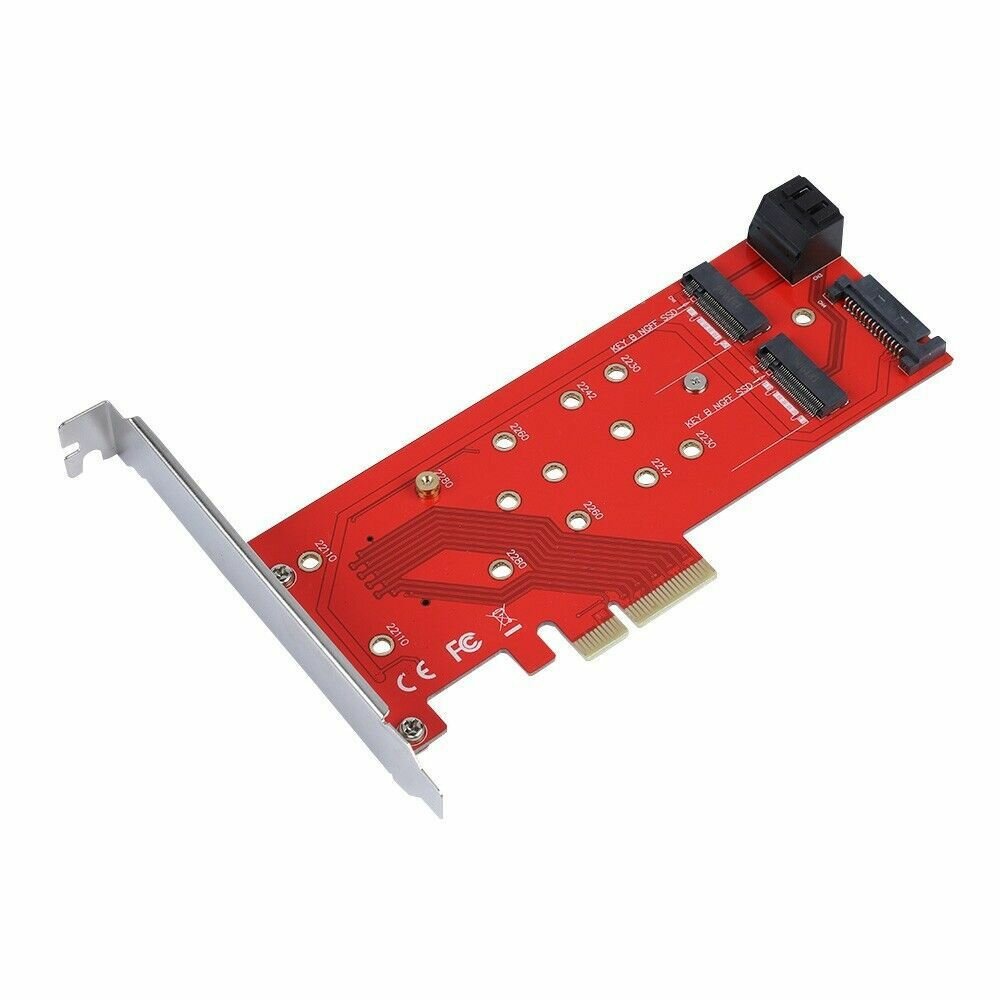 Переходник PCI-Ex4 - NGFF M.2 SSD PCI-E->M.2 M key, SATA->2 x M.2 B key (ORIENT C298E)