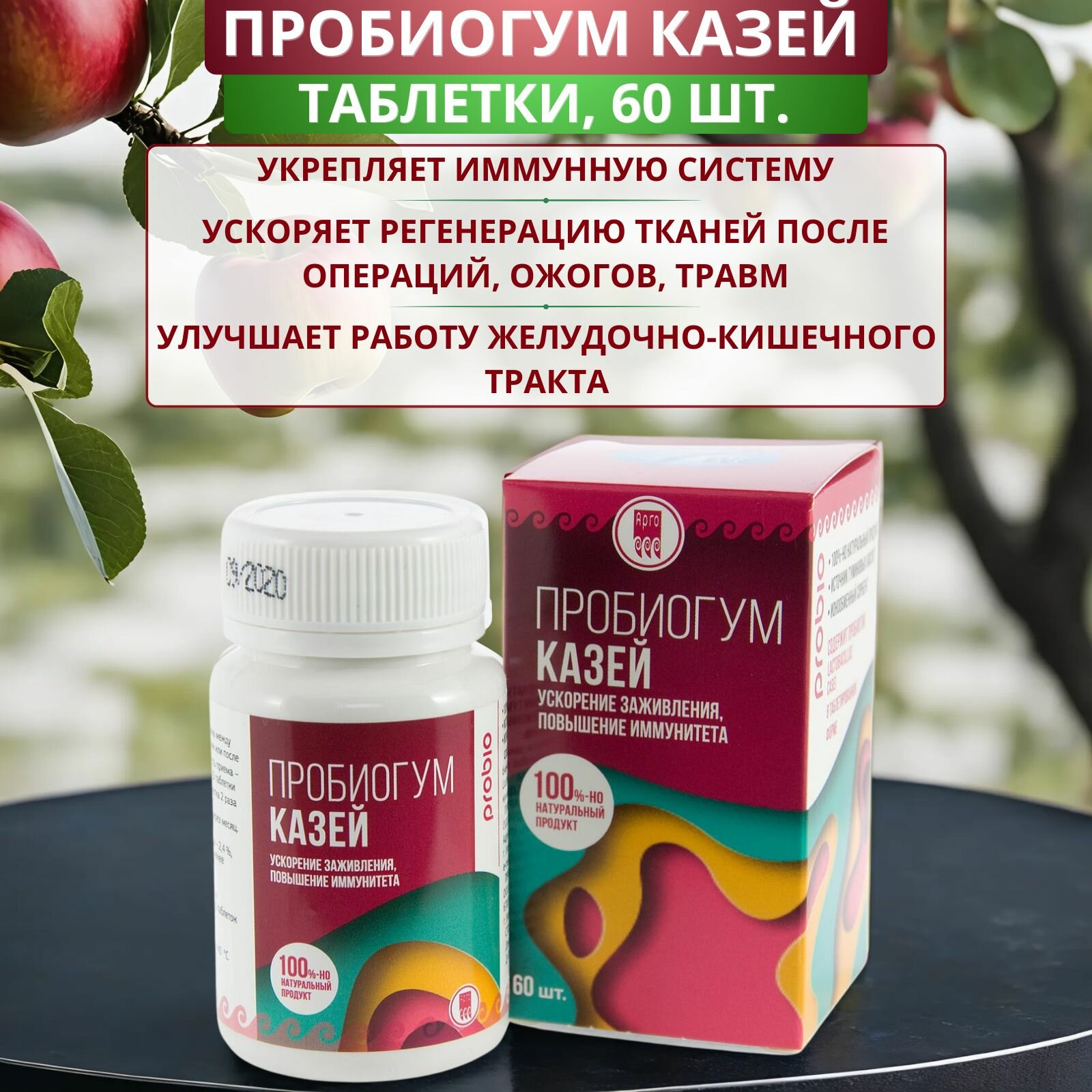 Пробиогум Казей в таблетках при травмах и дисбактериозе, 60 шт.