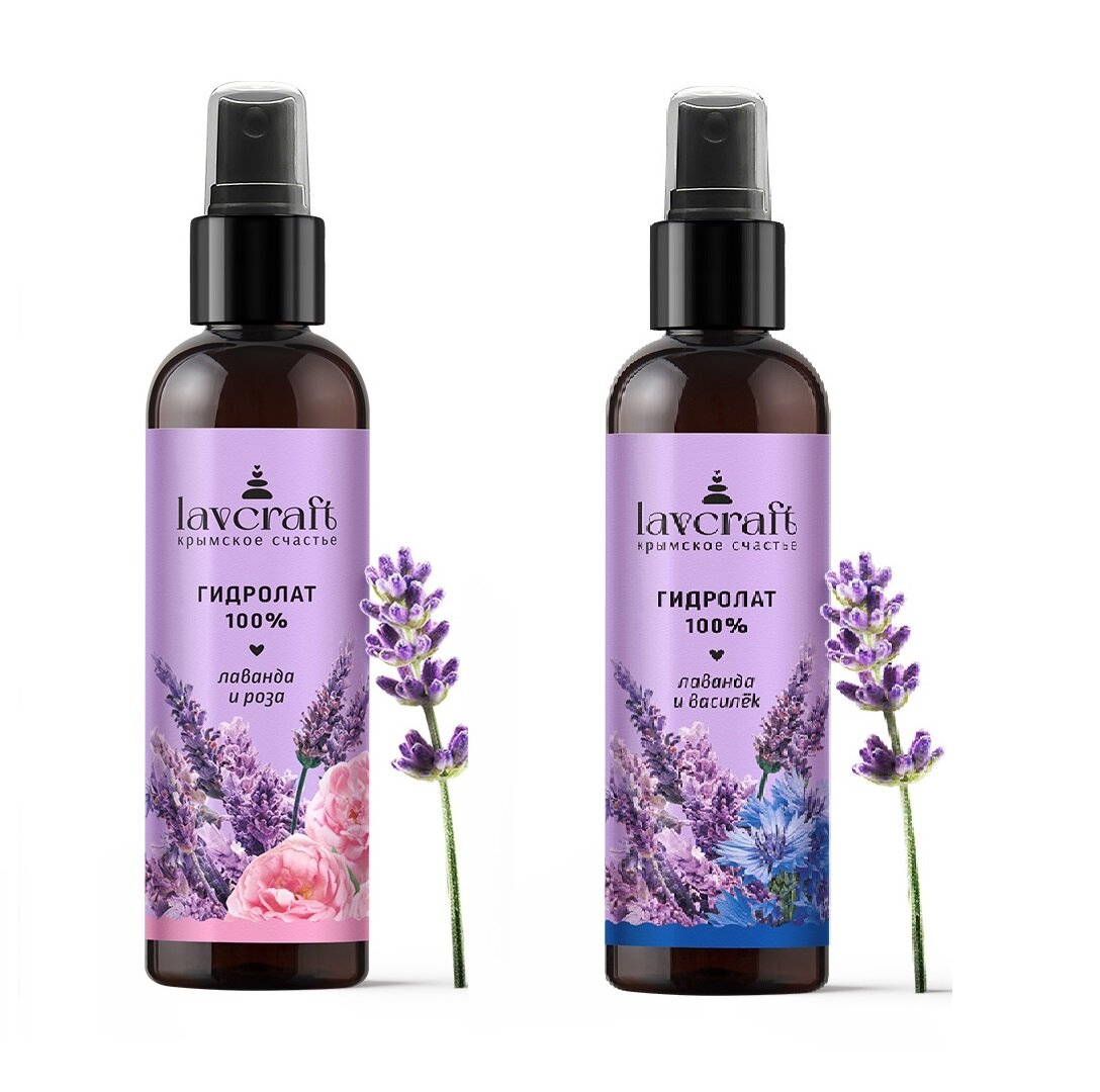Набор гидролатов "Lavcraft" для антивозрастного ухода за кожей лица "Лаванда и Роза", "Лаванда и Василек", 2х120 мл