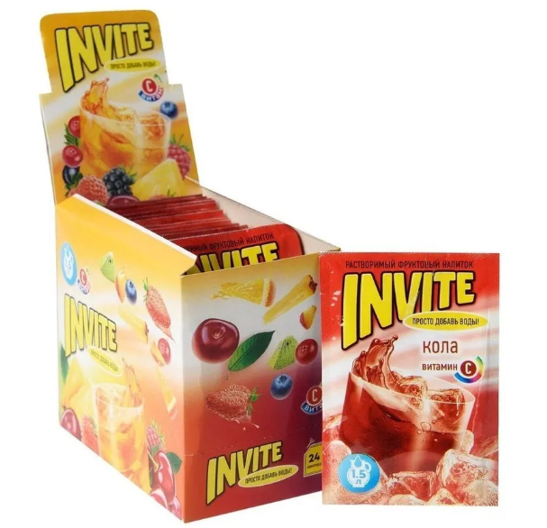 Растворимый напиток INVITE кола, 24 шт по 9 гр