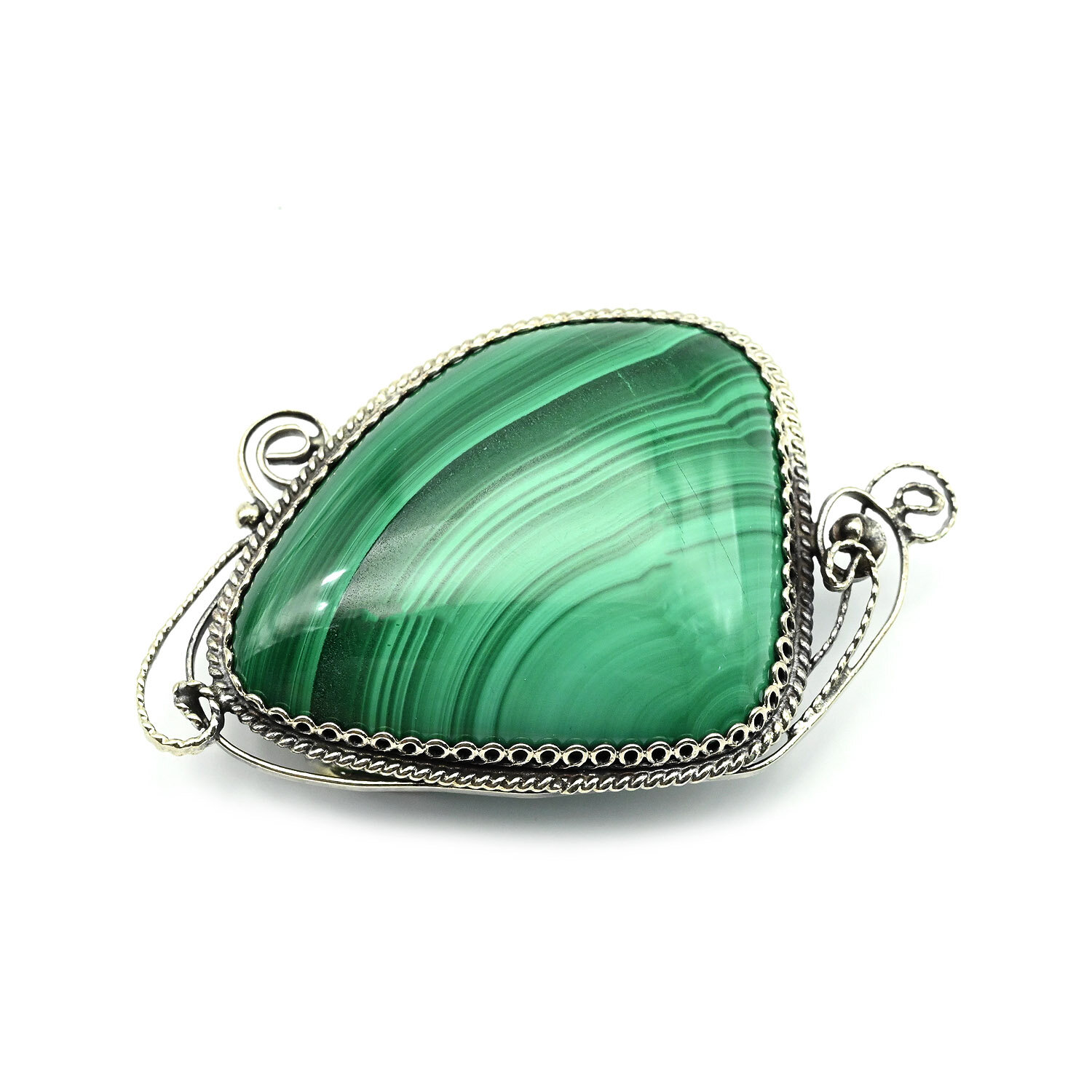 Брошь, малахит