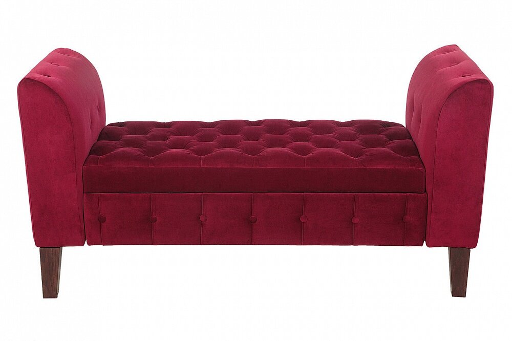 Опера Бордовый Велюр, банкетка, 139х50х77 см, с ящиком для белья