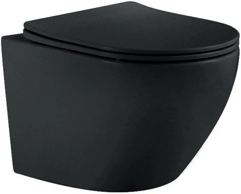 Унитаз подвесной Aquatek Европа AQ1901-MB безободковый, с сиденьем микролифт, черный матовый