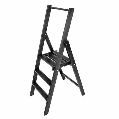 Стремянка деревянная ласточка для дома, три ступени, черный