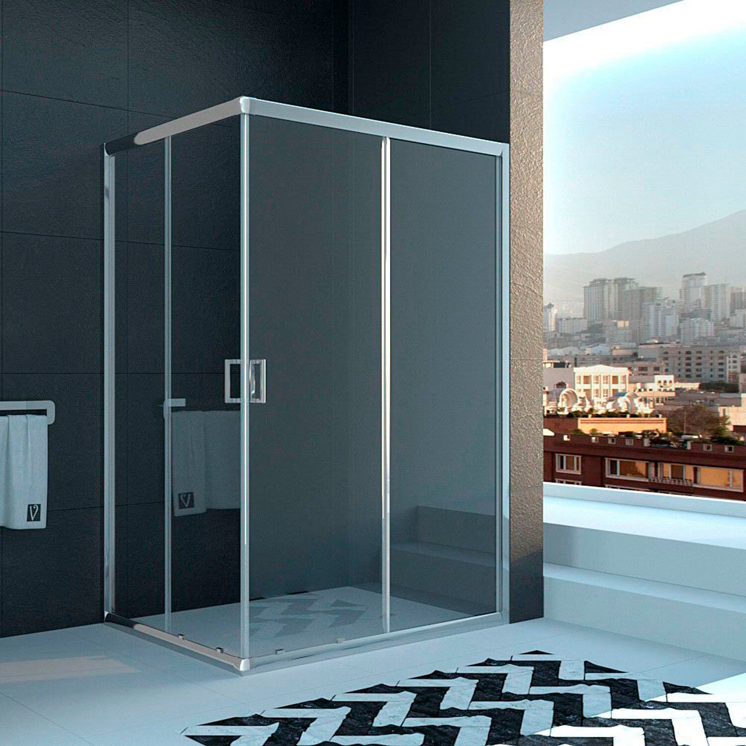 Душевой уголок Veconi Rovigo 120х195х90 см стекло прозрачное, профиль хром, механизм раздвижной (RV10-12090-01-C5)