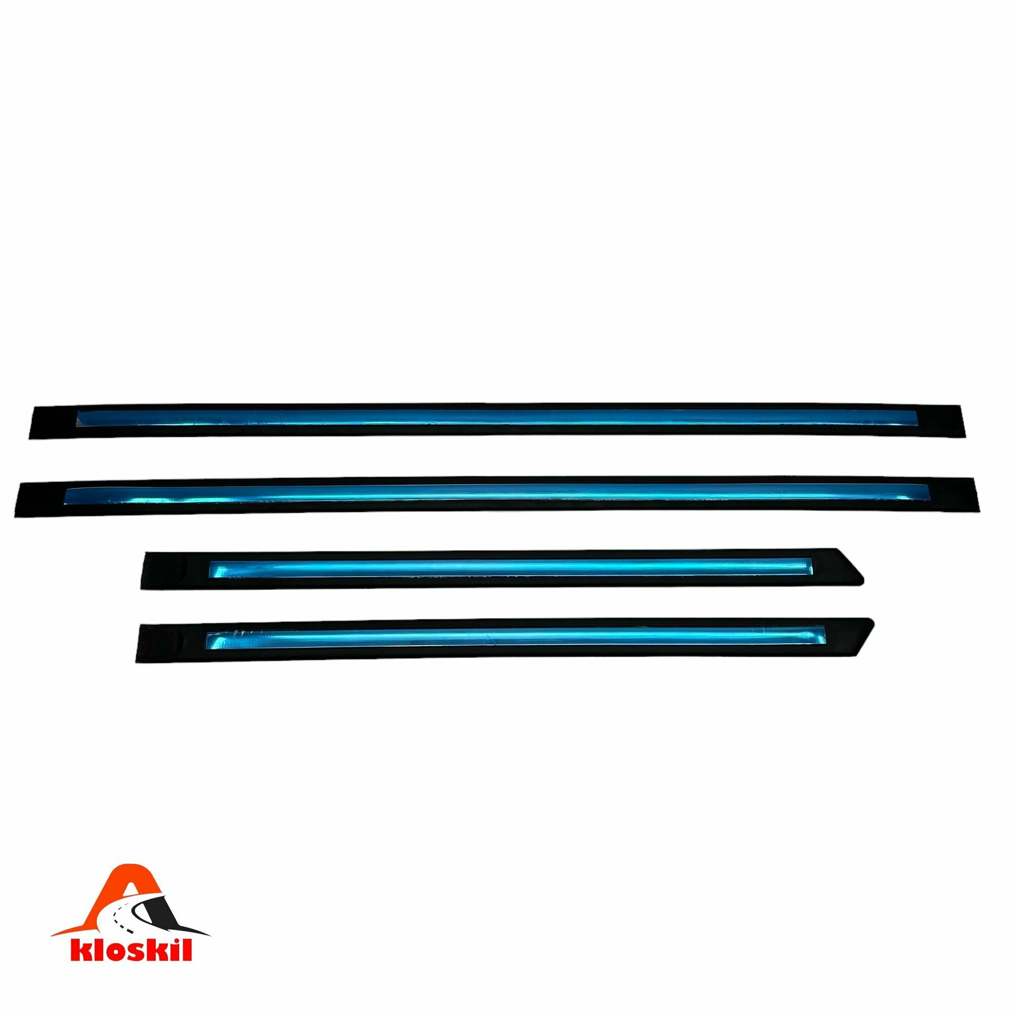 Молдинги дверей (комплект 4 шт.) резиновые для 2190, 1118, Гранта, Гранта FL, Датсун Он До (цвет: Черные с хром вставкой)