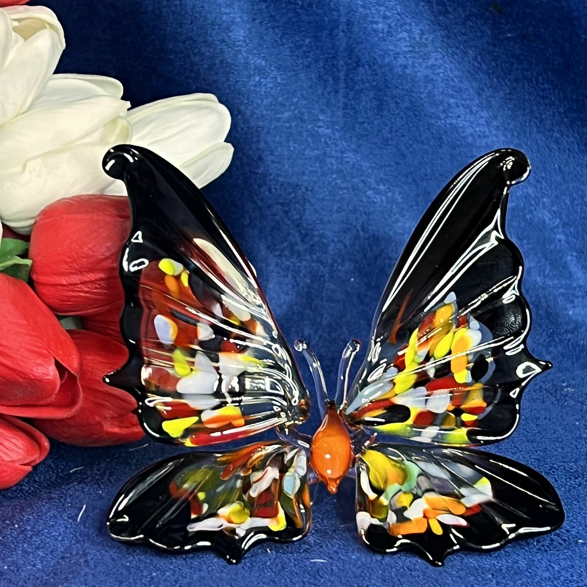 Бабочка из цветного стекла Разноцветная Марганцевая