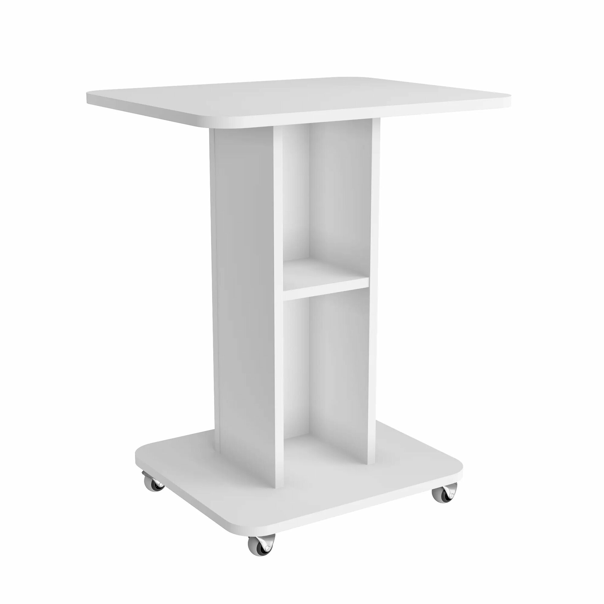 Тумба мобильная Compass К-31, на колёсиках, белая, 55х45х68 см