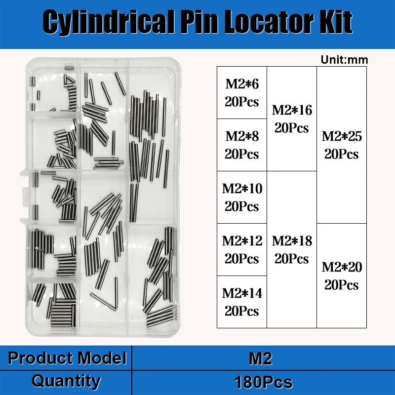 Набор цилиндрических штифтов из нержавеющей стали M1-M8 M2 (1 Set)