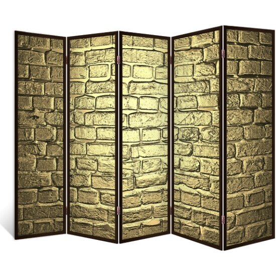 Ширма перегородка Декор Депо для комнаты деревянная "Золотой лофт" двухсторонняя с картинкой (абстр) 5 створок венге 176х230 см 18 кг