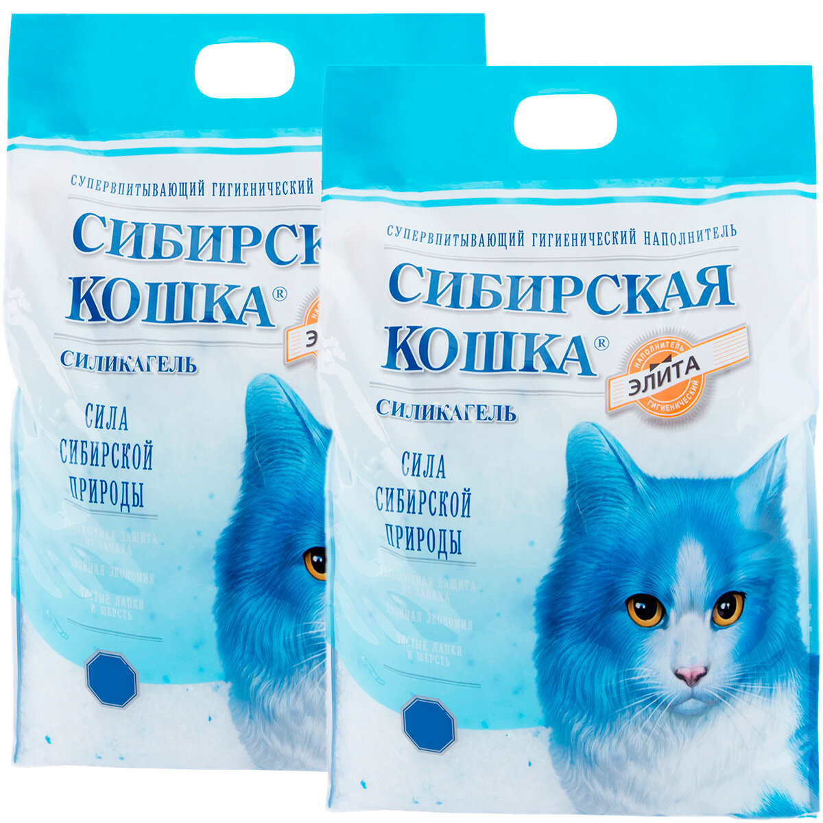Сибирская кошка элитный наполнитель силикагелевый для туалета кошек (4 + 4 л)