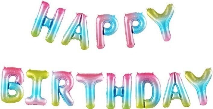 Набор шаров-букв (16'/41 см) Мини-Надпись "Happy Birthday", Нежная радуга, Градиент, 1 шт. в упак.
