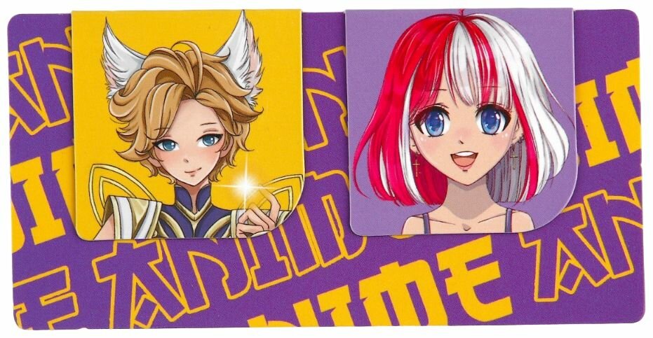 Закладки магнитные "Аниме" для книг, учебников и тетрадей, для ученика начальной школы, подарок для книголюбов, книжные аксессуары, 2 шт.