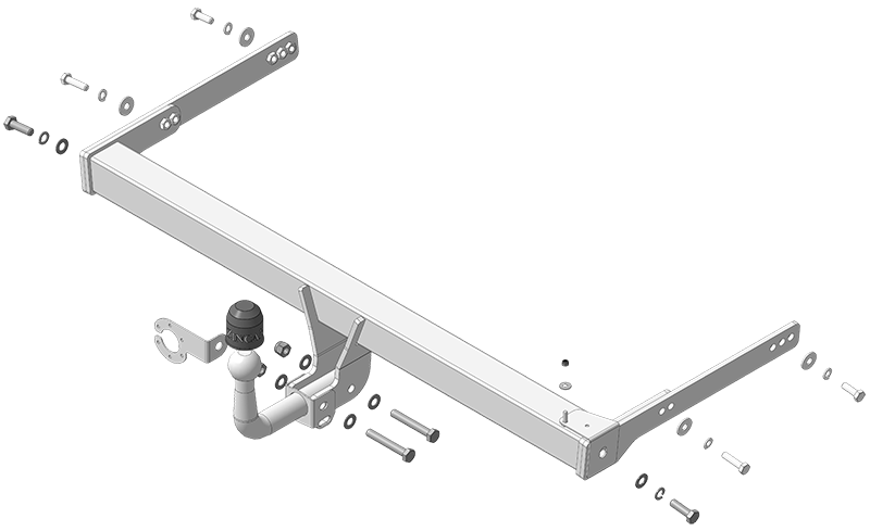 Фаркоп оцинкованный для Volkswagen Tiguan; Skoda Kodiaq; Yeti; Audi Q3 ZincaR. ZV101A