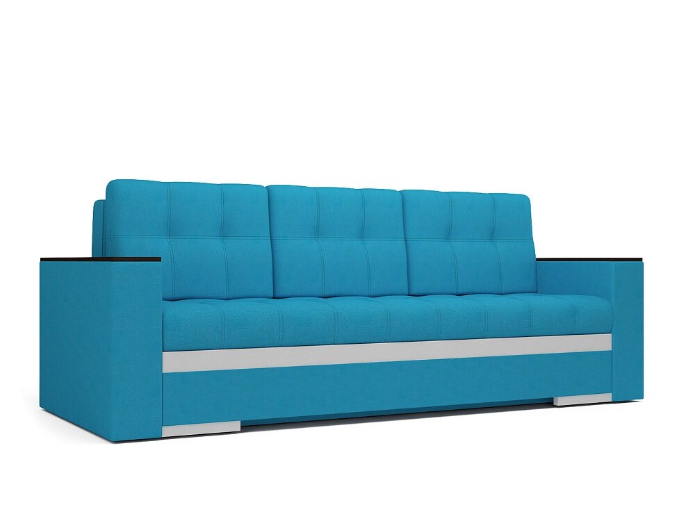 Прямой диван Атлантa 2 Азурный Рогожка, еврокнижка, 228х97х95 см, с ящиком для белья