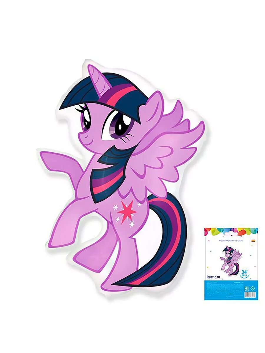 Пони Искорка /Twilight Sparkle в упаковке, фольгированный шар (34"/86 см ) 1 шт. / FLEX METAL, Испания