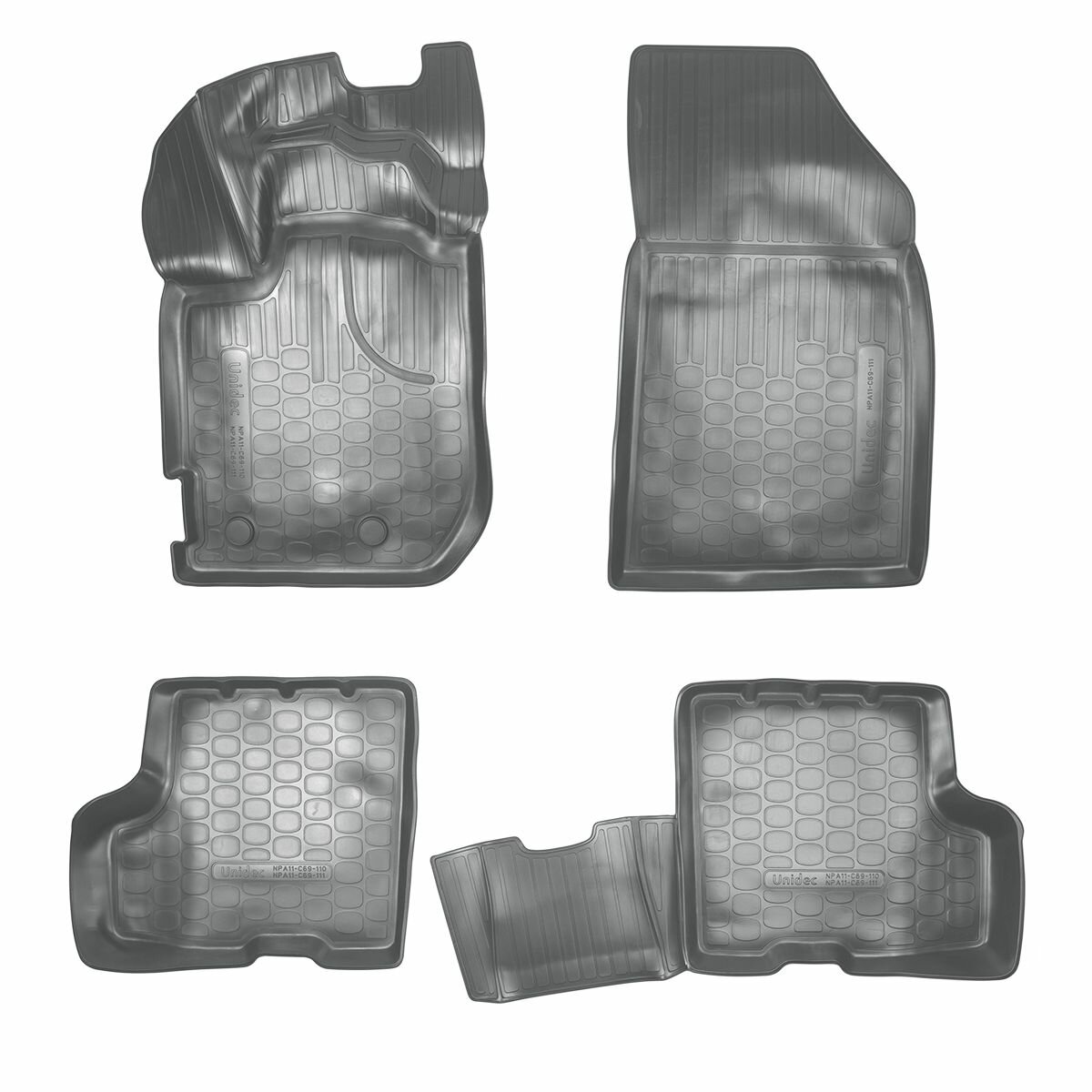 Ковры в салон Norplast/Unidec для Renault Duster в кузове HJD Euro (2018-)Полиуретан, версия без ящика под сиденьем арт. NPA11-C69-111-G (Серый)
