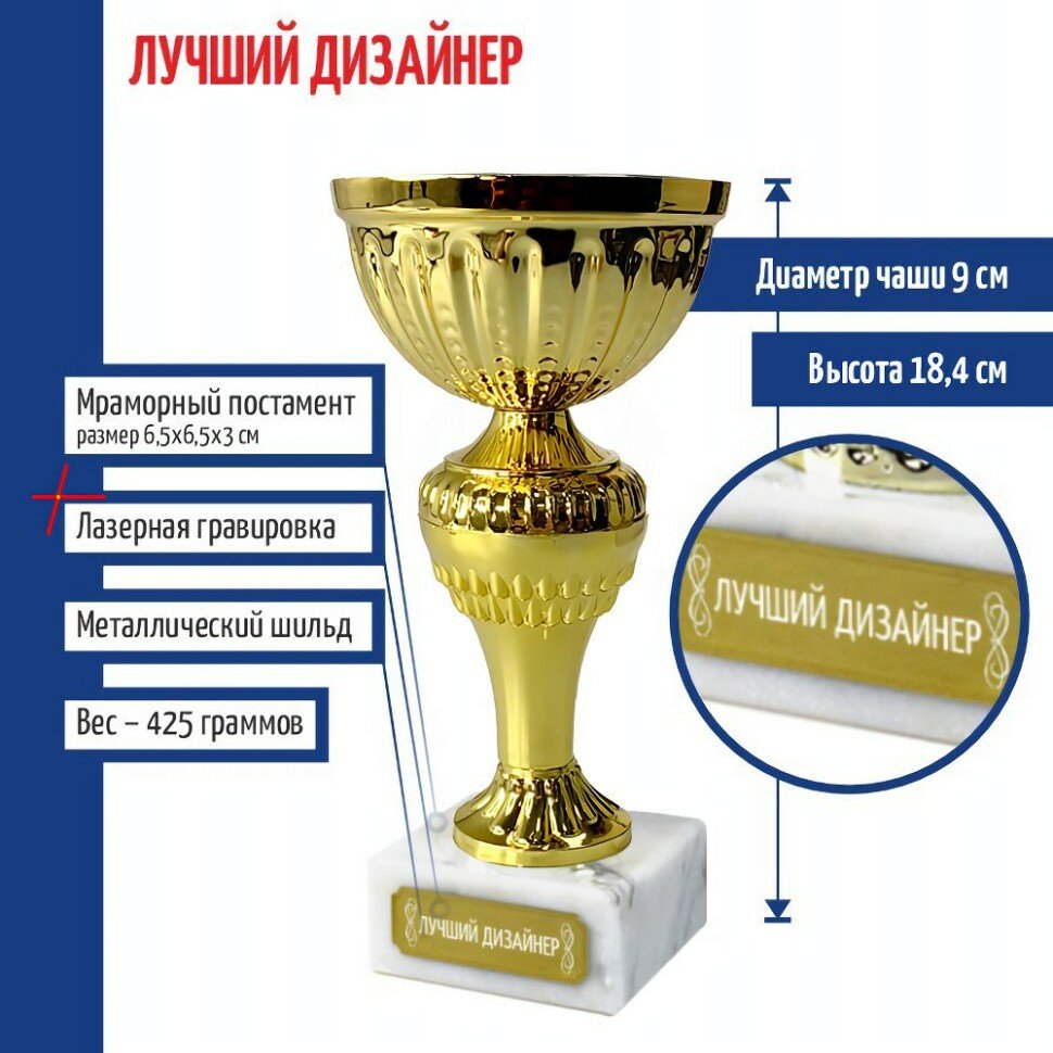 Статуэтка Кубок "Лучший дизайнер" на мраморном постаменте (18,4 см)