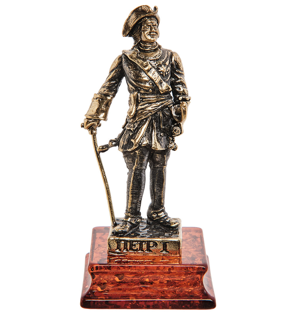 Фигурка 'Петр I' (латунь, янтарь)
