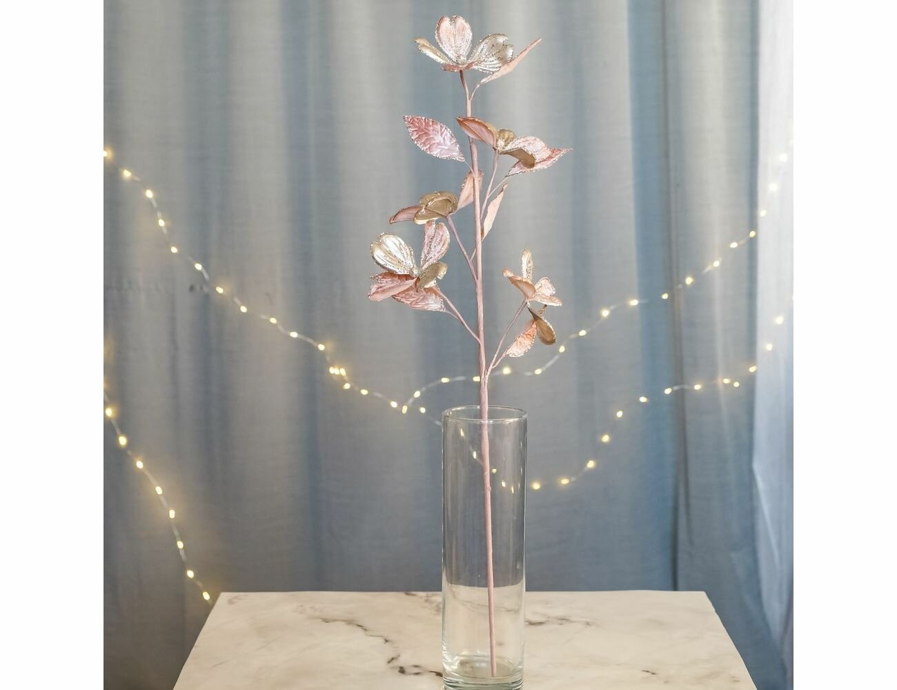 Декоративная ветка волшебная магнолия, светло-розовая, текстиль, 64 см, Winter Deco 2007742