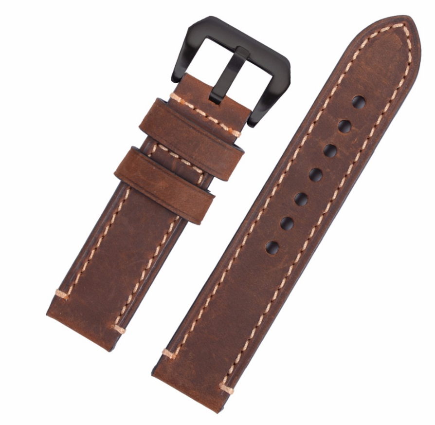 Cменный кожаный ремешок MyPads для умных смарт-часов Pebble SmartWatch/ Time Steel из качественной импортной кожи коричневый