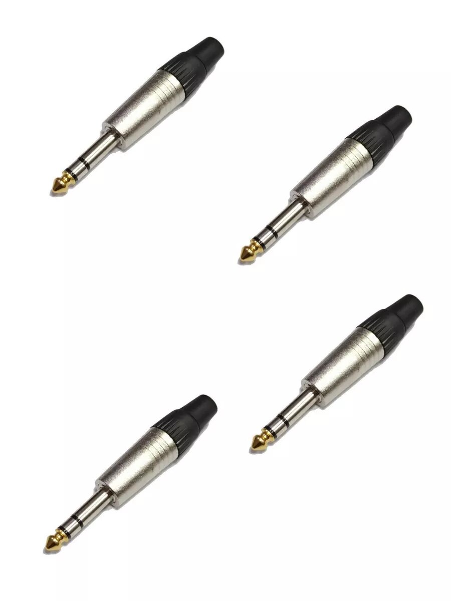 Разъем Jack 6.3 стерео папа кабельный J170S металл, 4 шт