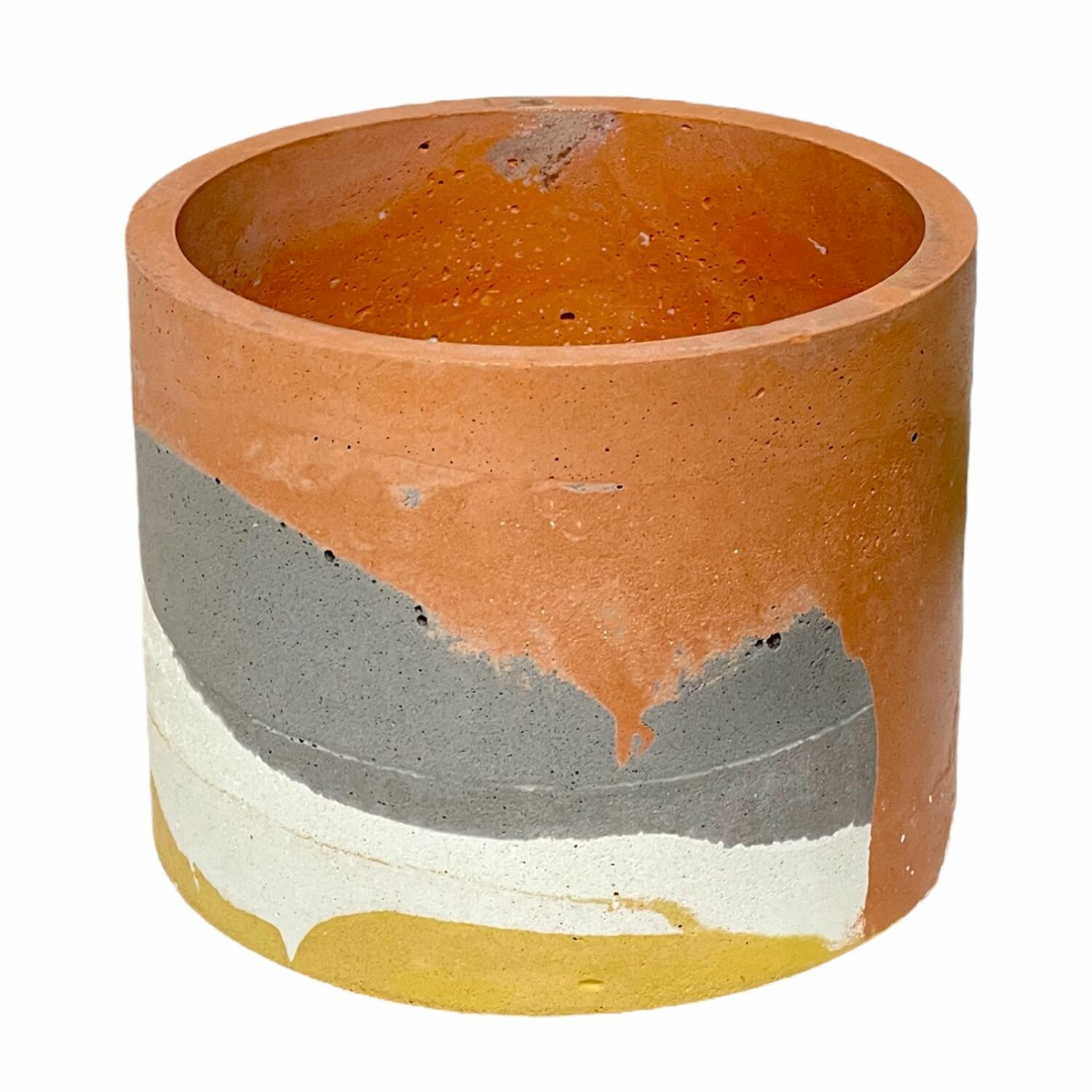 Кашпо бетонное «Большая деталь», оранжево-белый